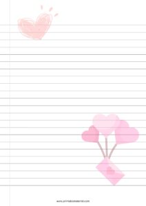 Valentine's Writing Paper - Heart Border Paper Printable