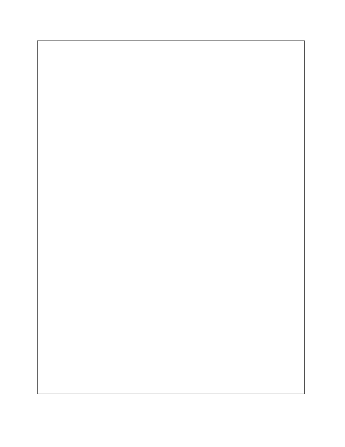 2 Column Chart (Blank Table) - Printable Template