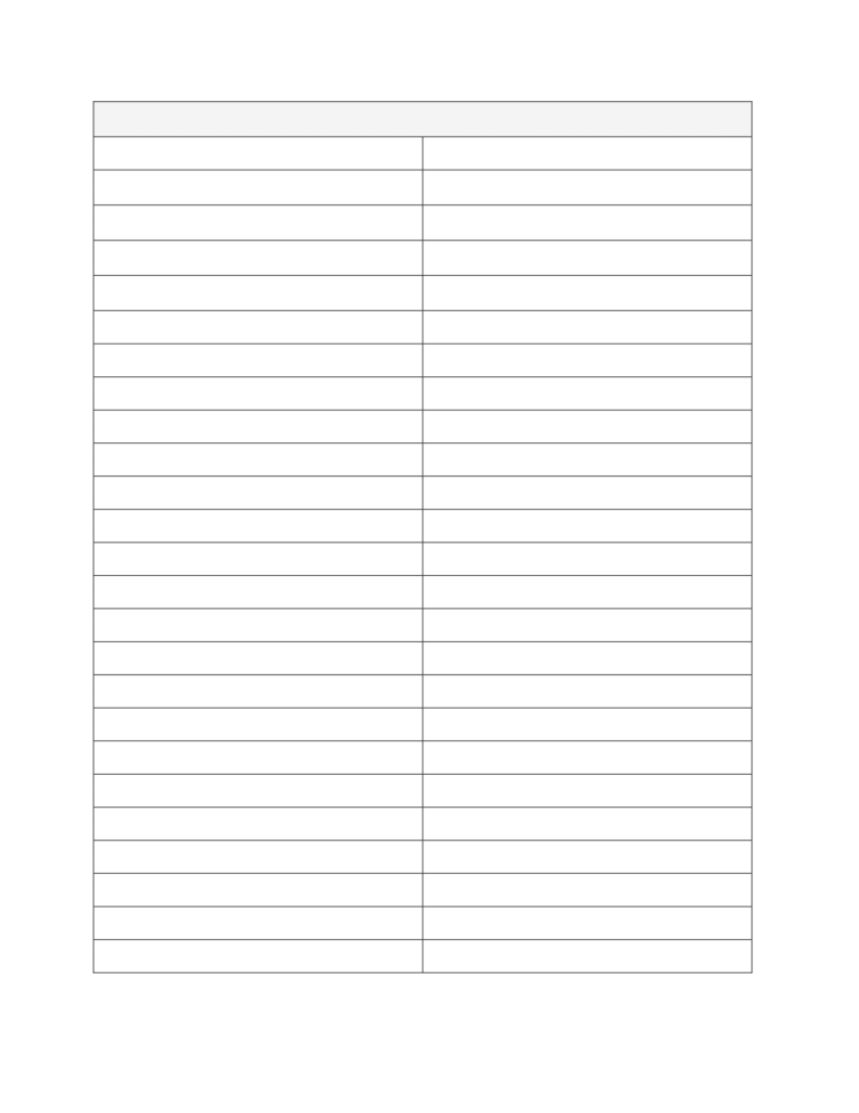 2 Column Chart (Blank Table) - Printable Template