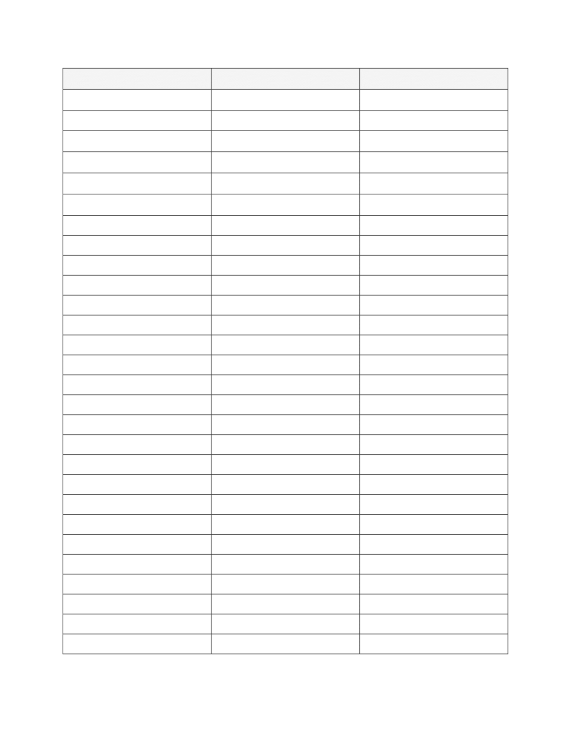 3 Column Chart (Blank Table)- Printable Template