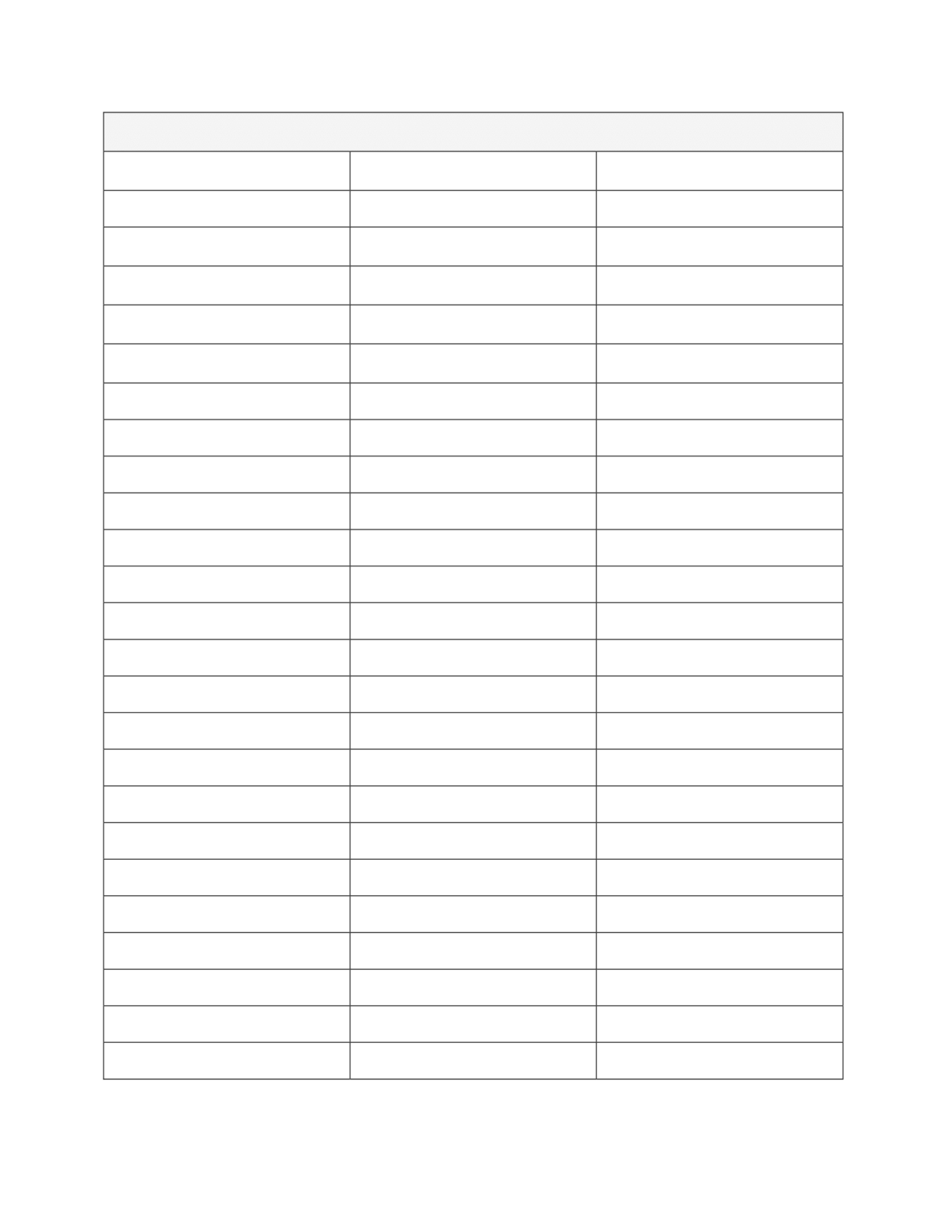 3 Column Chart (Blank Table)- Printable Template
