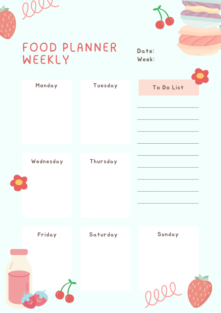 Track Your Eating by Food Diary Template