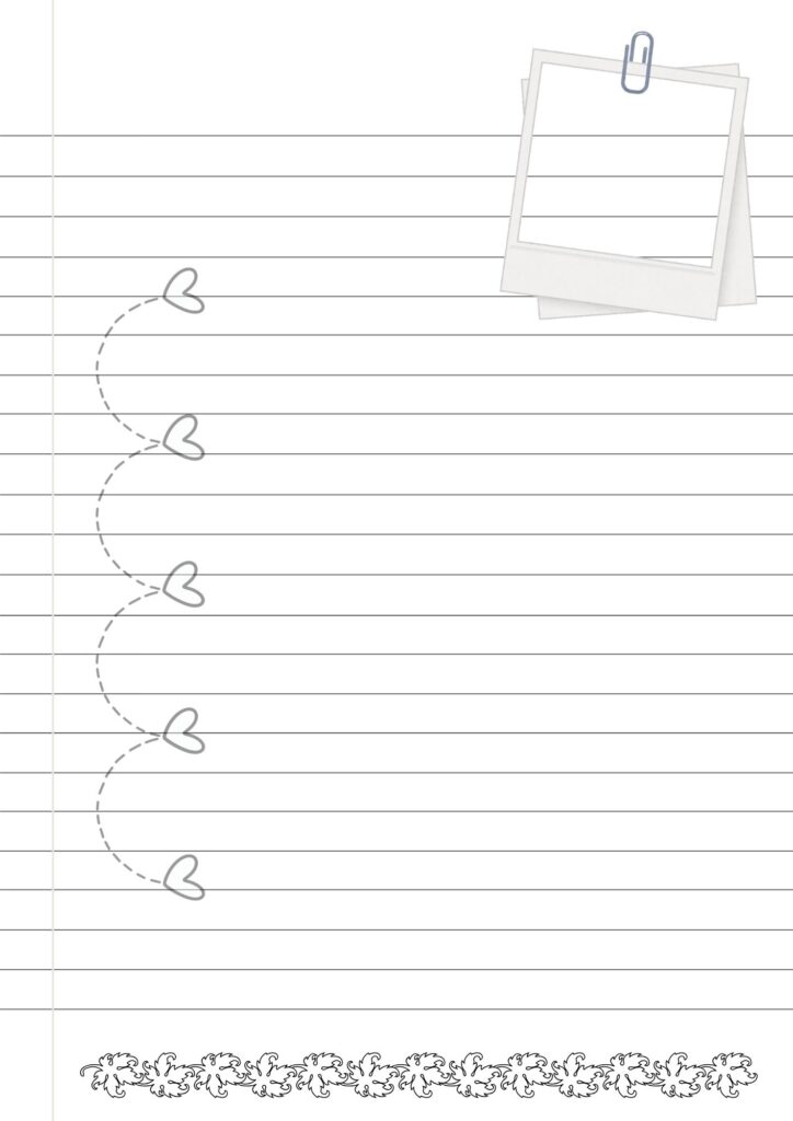 Valentine's Writing Paper - Heart Border Paper Printable