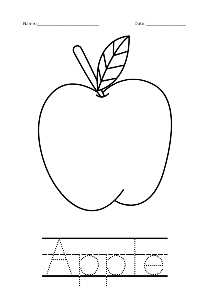 Letter A Coloring and Tracing Sheets Printable PDF