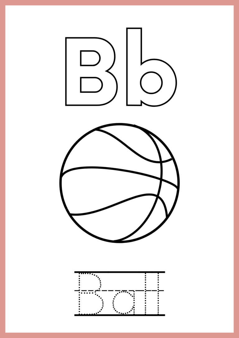 Letter B Coloring and Tracing Sheets Printable PDF