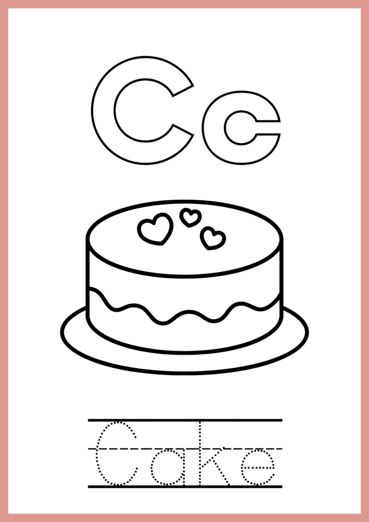 Letter C Coloring and Tracing Sheets Printable PDF